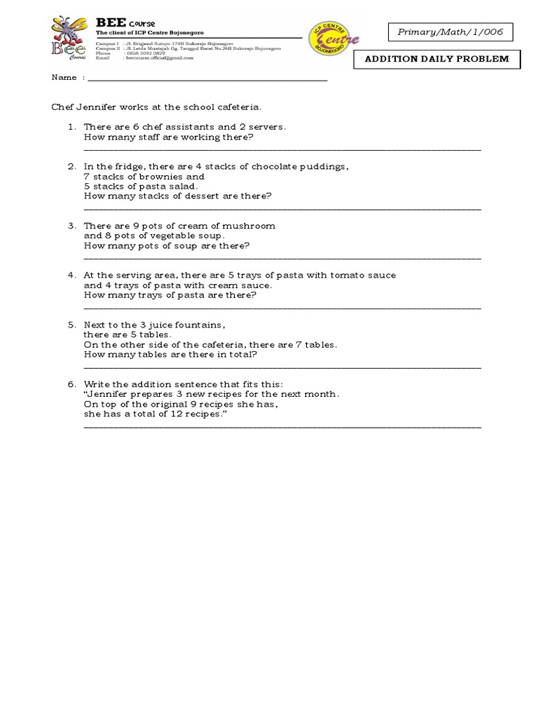 Math - 01 - 7 - Addition Problem | PDF