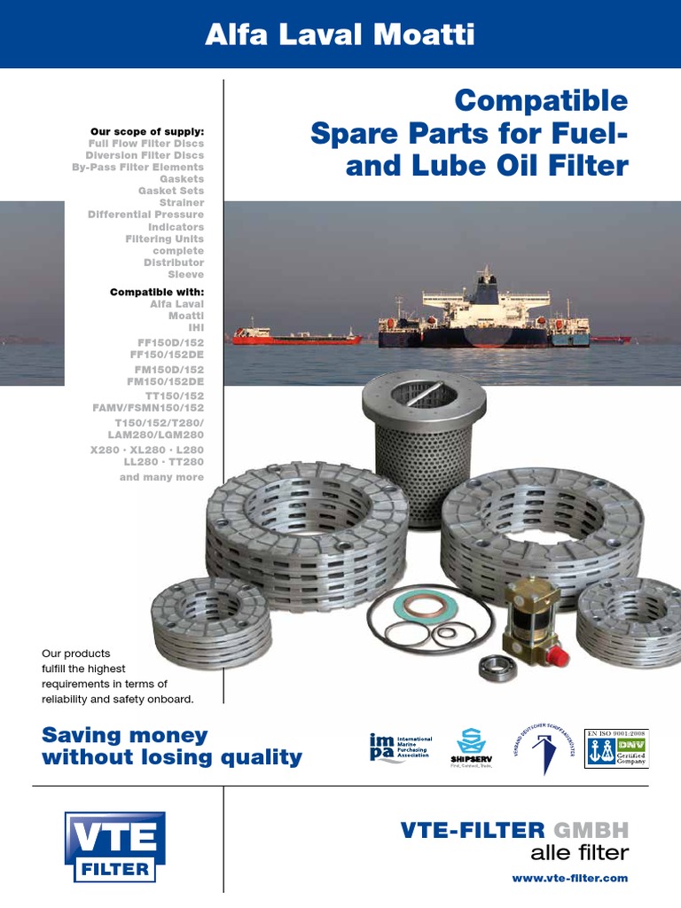 Alfa Laval Moatti: Compatible Spare Parts For Fuel-And Lube Oil Filter ...