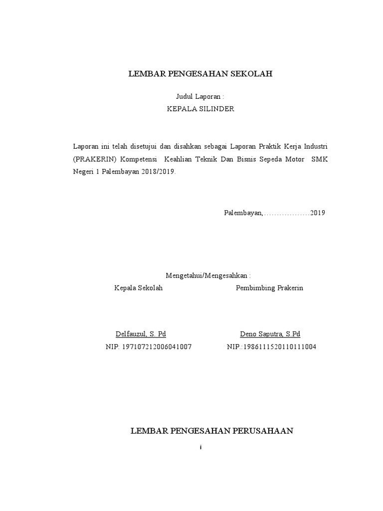 Lembar Pengesahan Sekolah | PDF