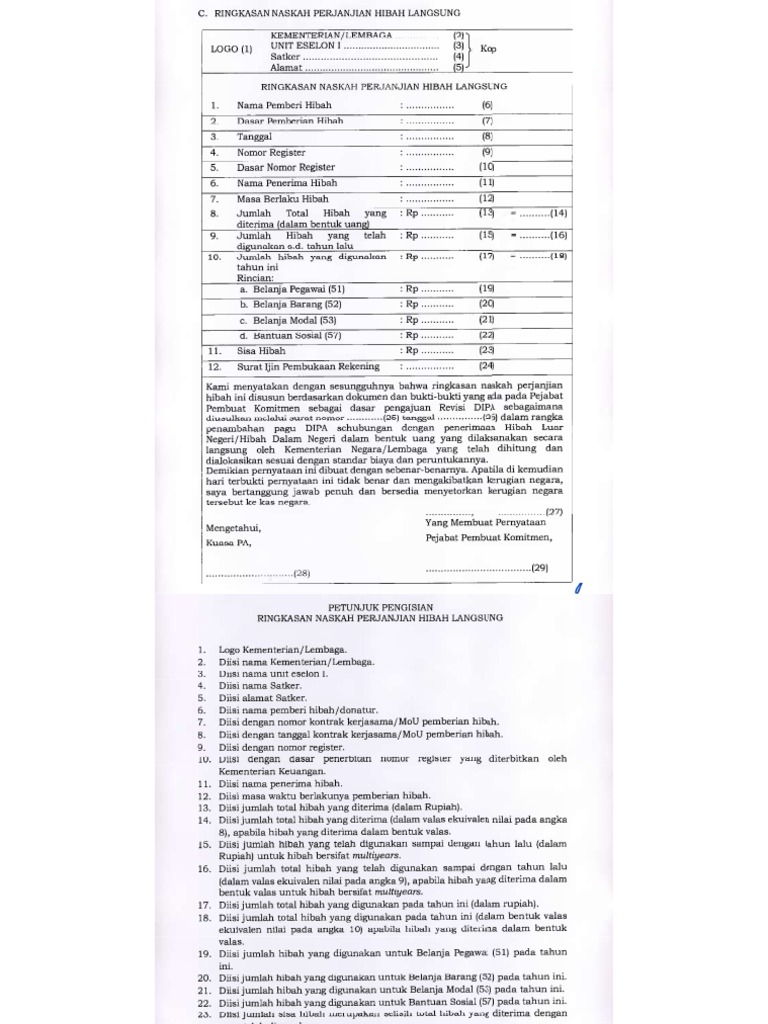 Format Ringkasan Hibah Untuk Revisi | PDF