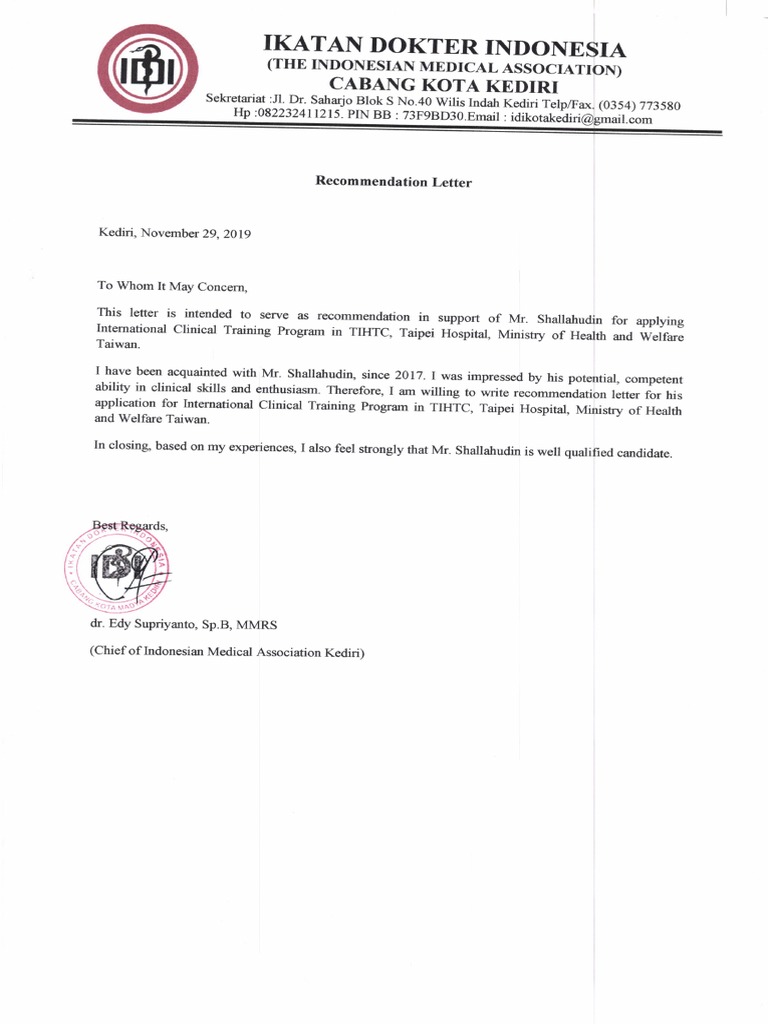 Recommendation Letter IDI | PDF