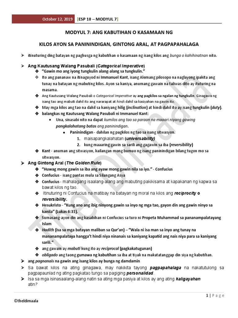 Esp 10 - Modyul 7 | PDF