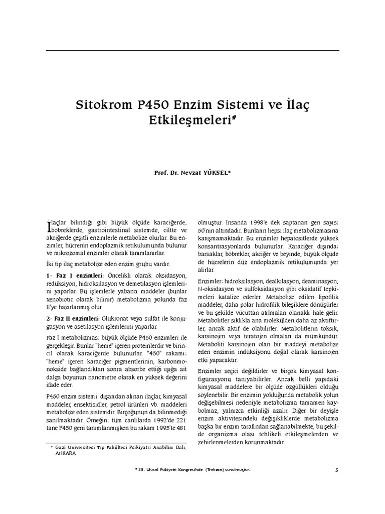 Sitokrom P450 Enzim Sistemi Ve İlaç - 20131204095139 | PDF