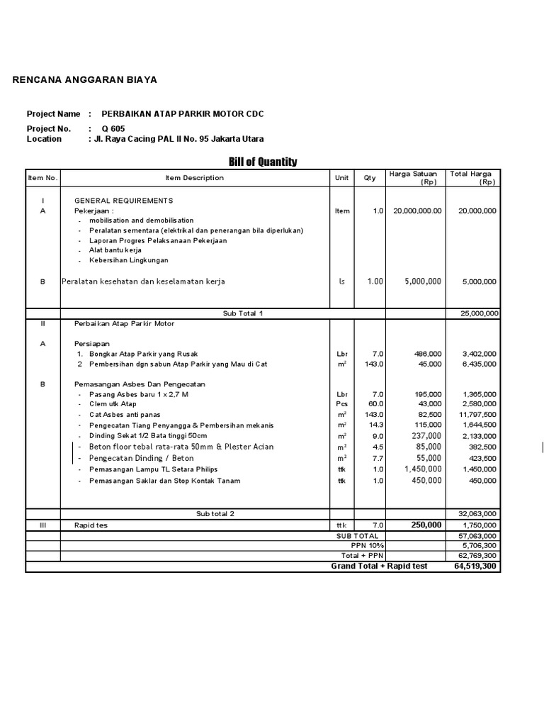 Rab Atap Parkir CDC | PDF