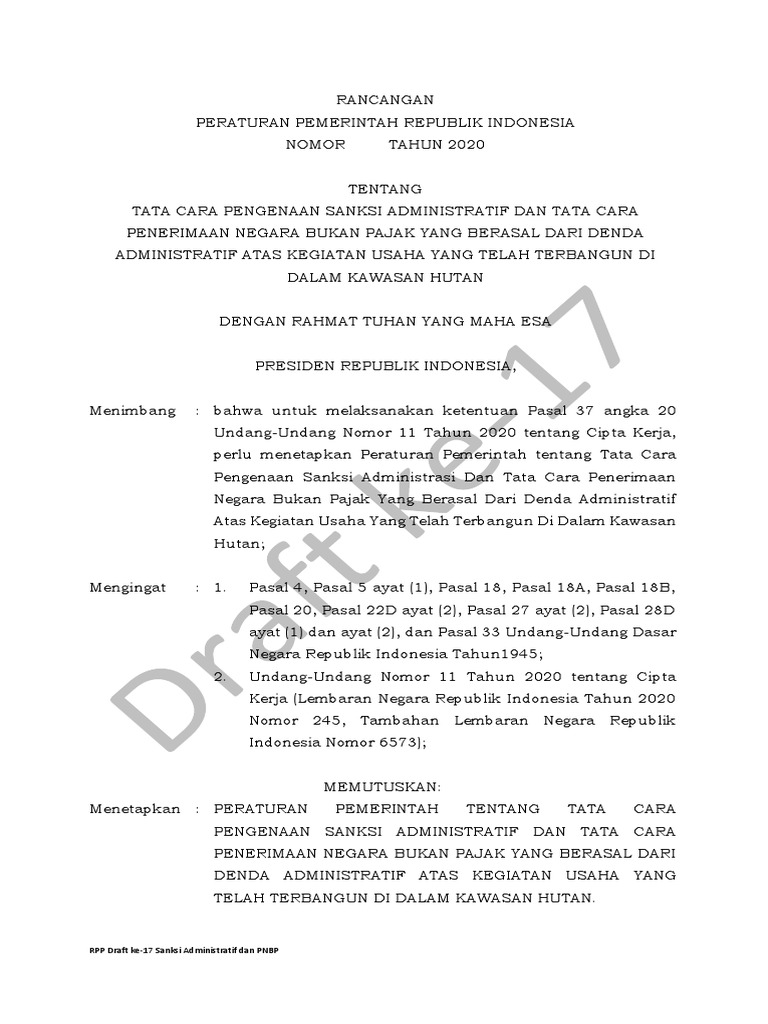 RPP Draft Ke-17 Sanksi Administratif Dan PNBP | PDF
