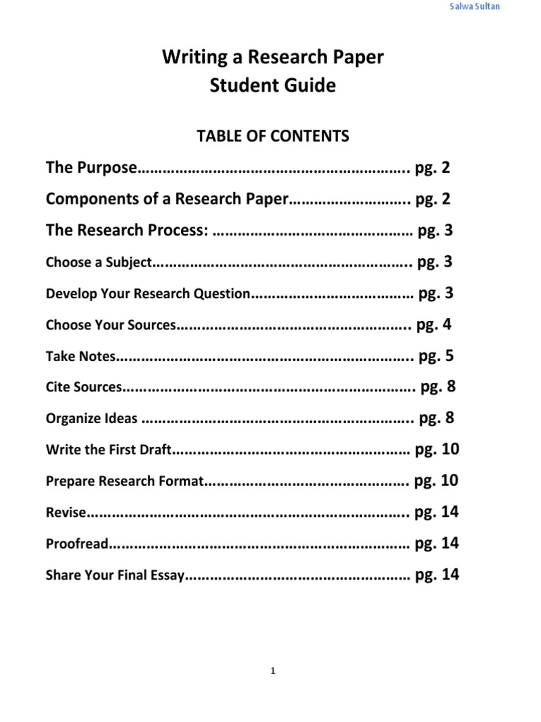 G10 Research Paper Student Guide Booklet | PDF | Question | Citation