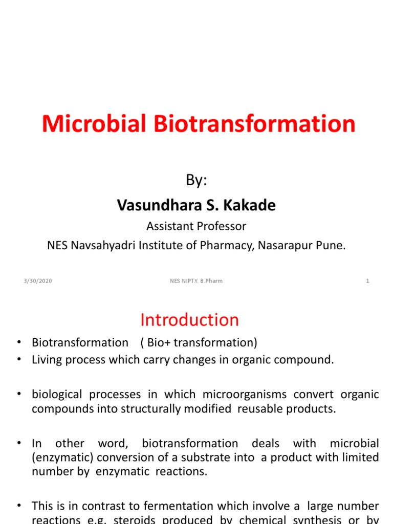 Microbial Biotransformation: Vasundhara S. Kakade | PDF | Steroid ...
