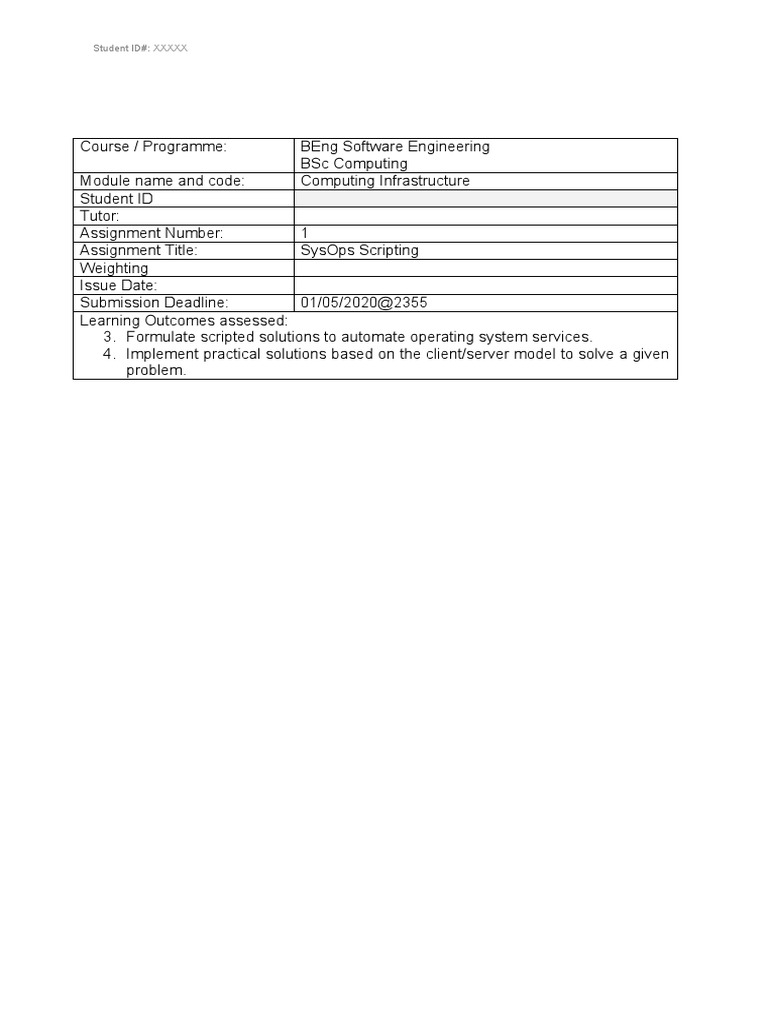 SWE4102 Assignment 2 2019 20 Rv2 Template | PDF | Scripting Language | User (Computing)