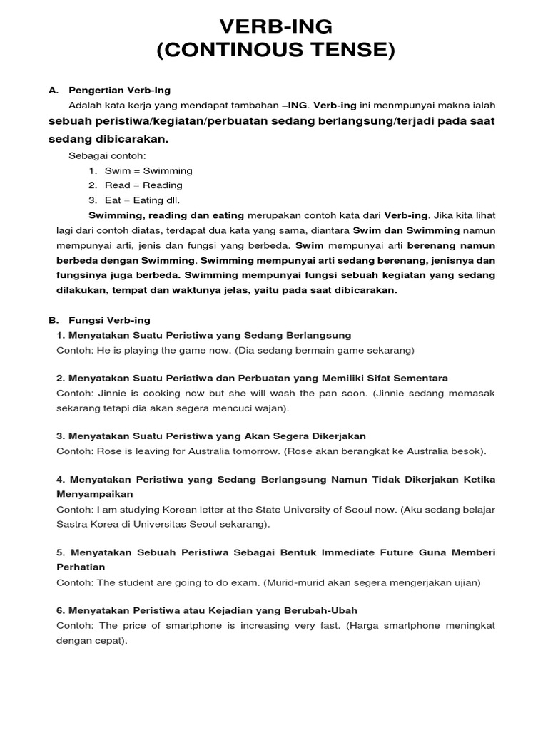 Materi Verb-Ing | PDF