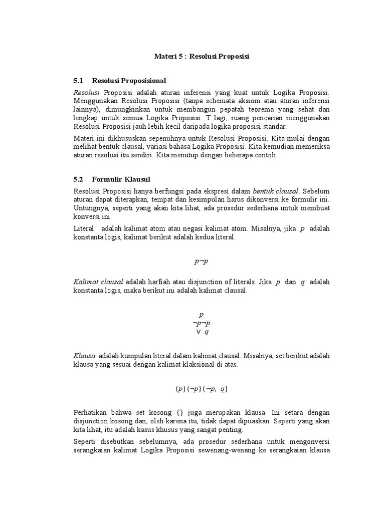Contoh dan Prinsip Resolusi Proposisi | PDF | Metode & Bahan Ajar