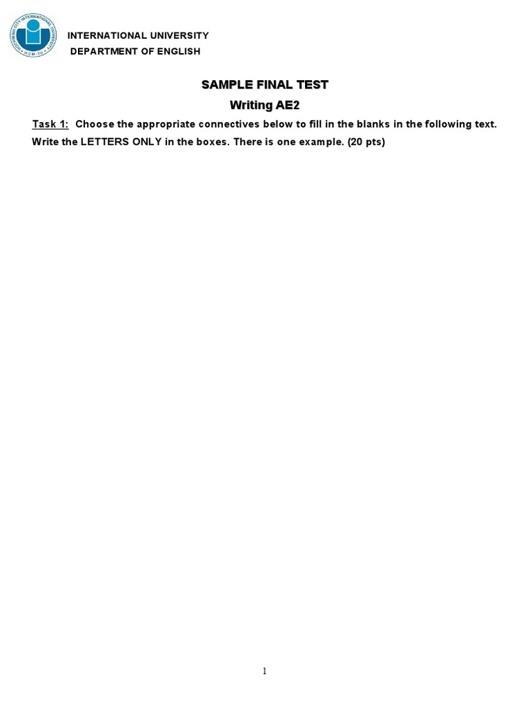 Sample Final Test Writing AE2 | PDF | Birds | Feather