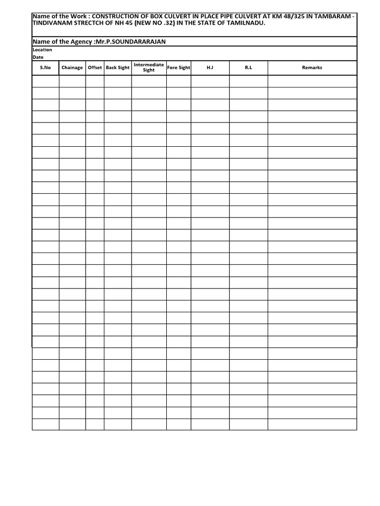 Level Sheet | PDF | Civil Engineering