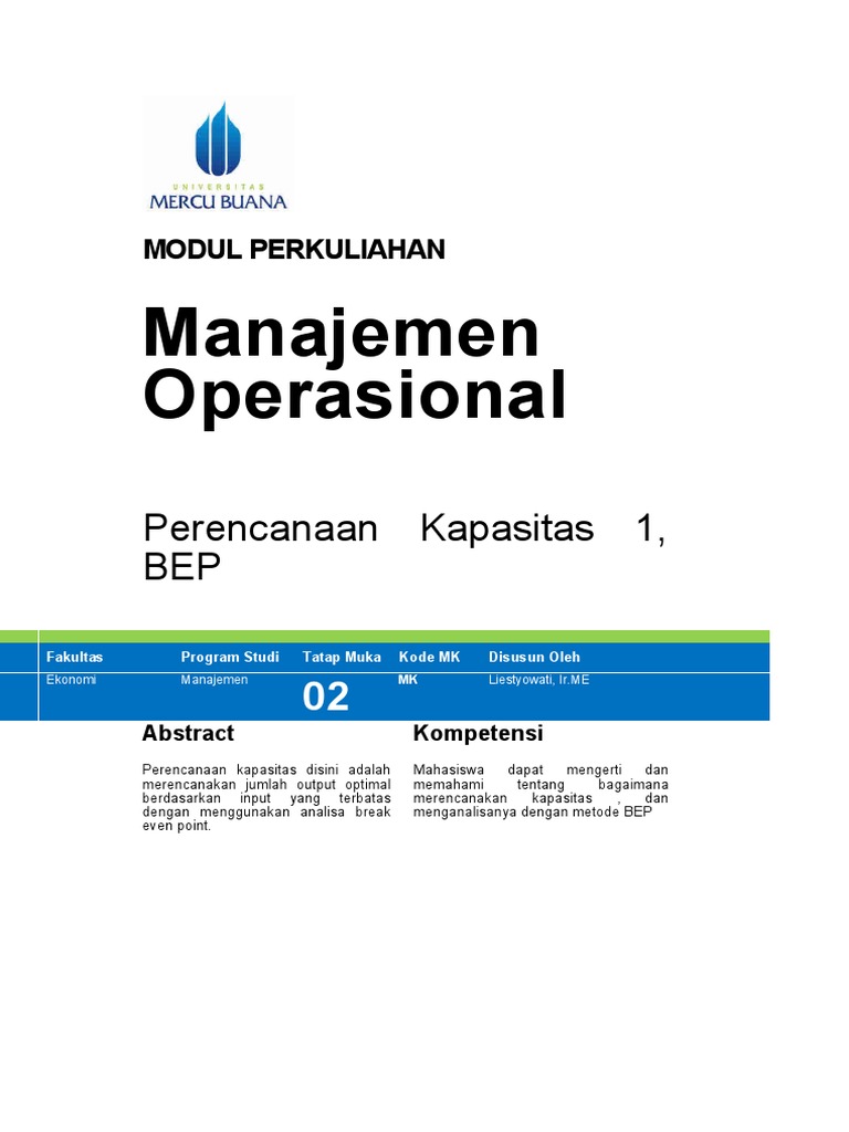Perencanaan Kapasitas - Manajemen Operasional UMB | PDF