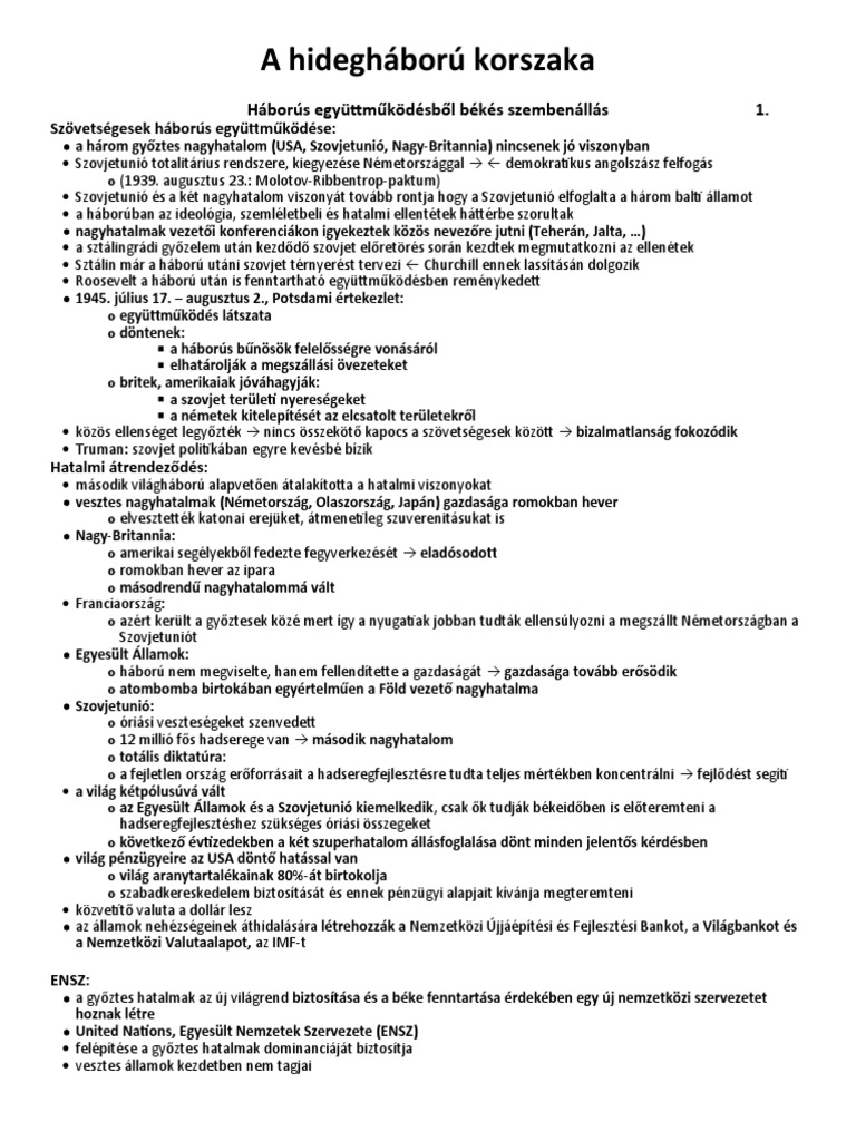 A Hidegháború Korszaka | PDF