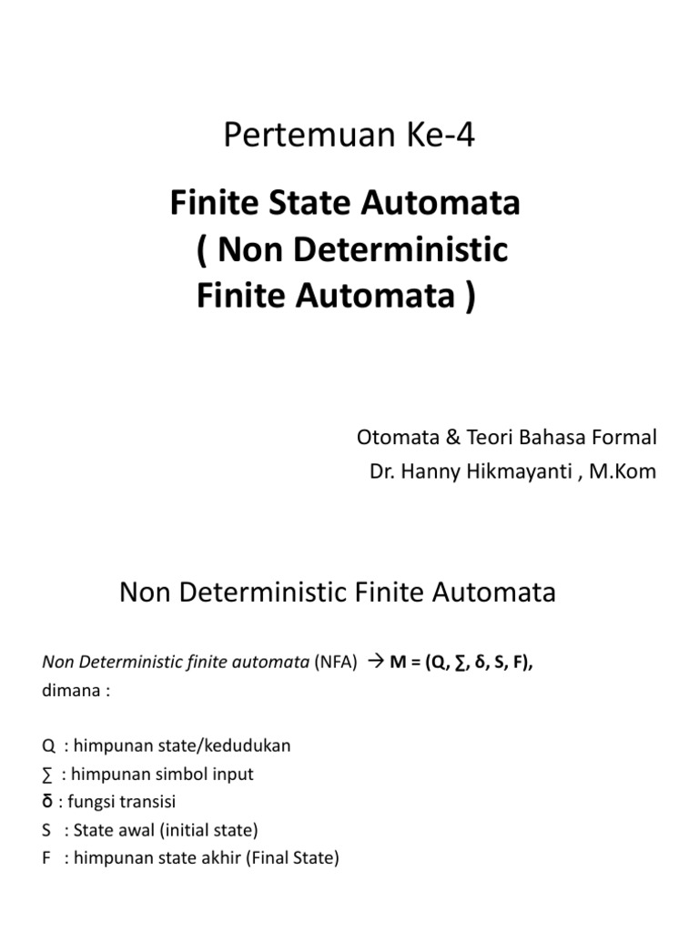 FSA (Non Deterministik Finite Automata) 2020 | PDF