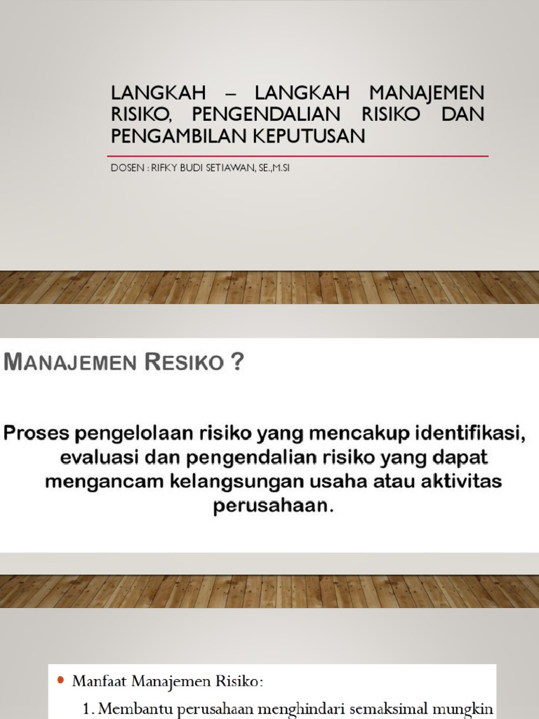 Langkah - Langkah Manajemen Risiko, Pengendalian Risiko | PDF