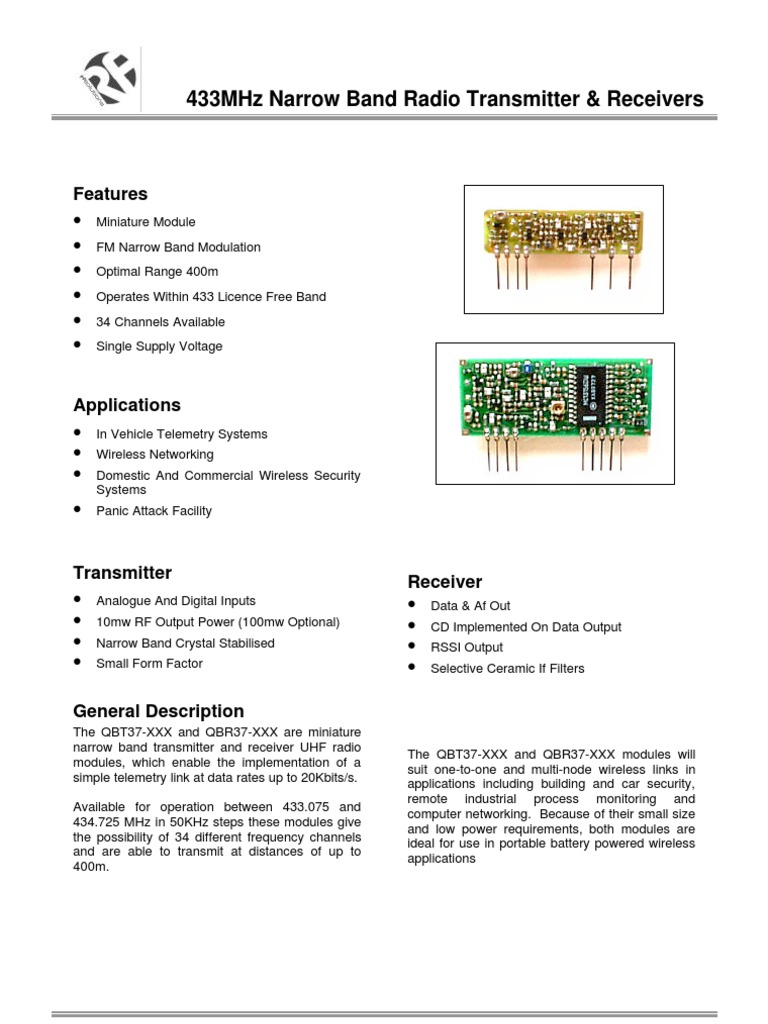 433 MHZ TX and RX | PDF | Transmitter | Radio
