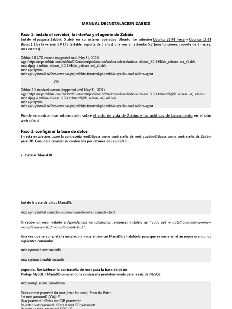 Manual de Instalacion Zabbix | PDF | Mi sql | Servidor web