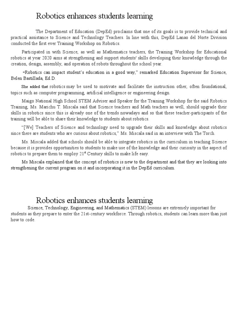 Robotics Training for STEM Teachers | PDF
