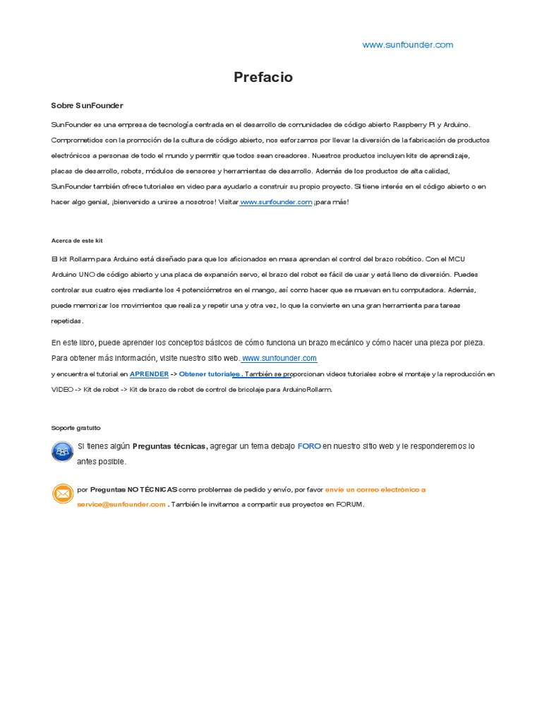 DIY Control Robot Arm Kit For Arduino-Rollarm User Manual .En - Es ...