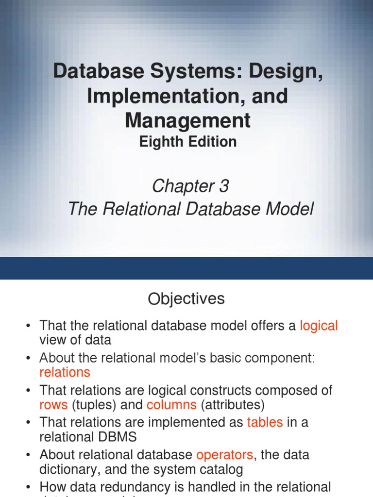 Chapter 3-Database Systems Eighth Edition Presentation | PDF ...