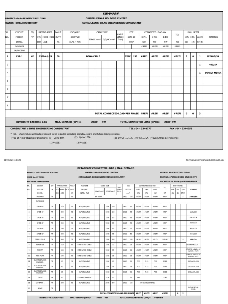 Villa LOAD SCHEDULE (Existing) | PDF | Washing Machine | Home Appliance