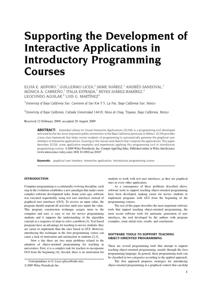 Supporting The Development of Interactiv | PDF | Class (Computer Programming) | Graphical User ...