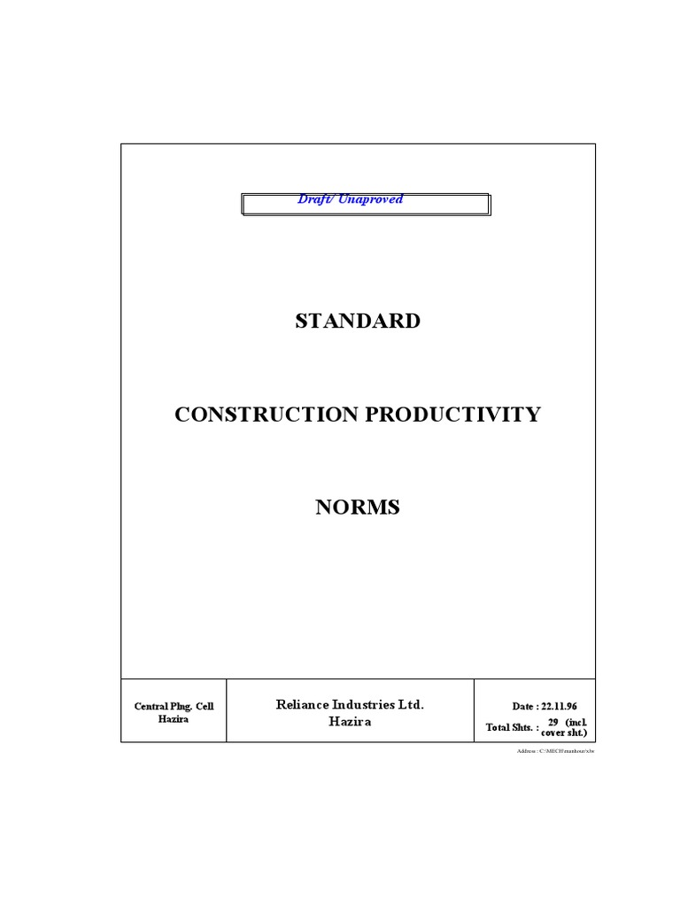 Standard Construction Productivity Norms | PDF | Deep Foundation | Pipe ...
