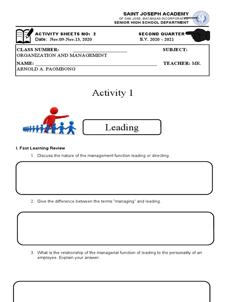 Orgman - Activity 2 - Grade 11 - Abm Rizal - MR - Arnold Paombong | PDF ...