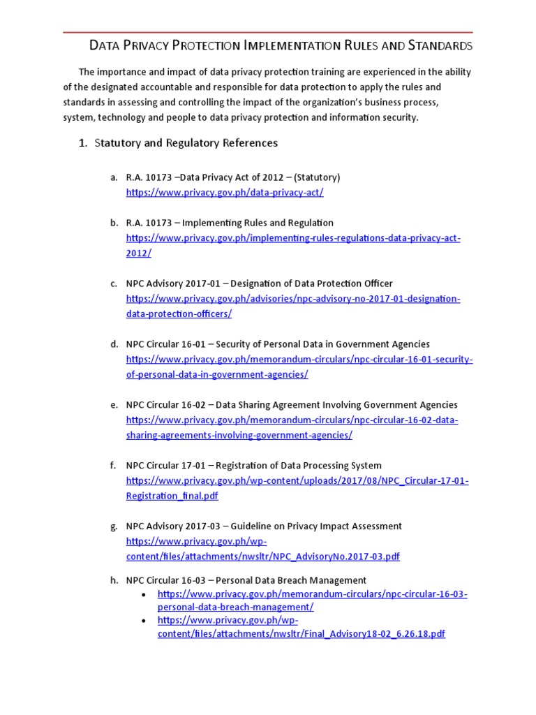 Data Privacy Protection Rules Standards | PDF | Information Privacy ...