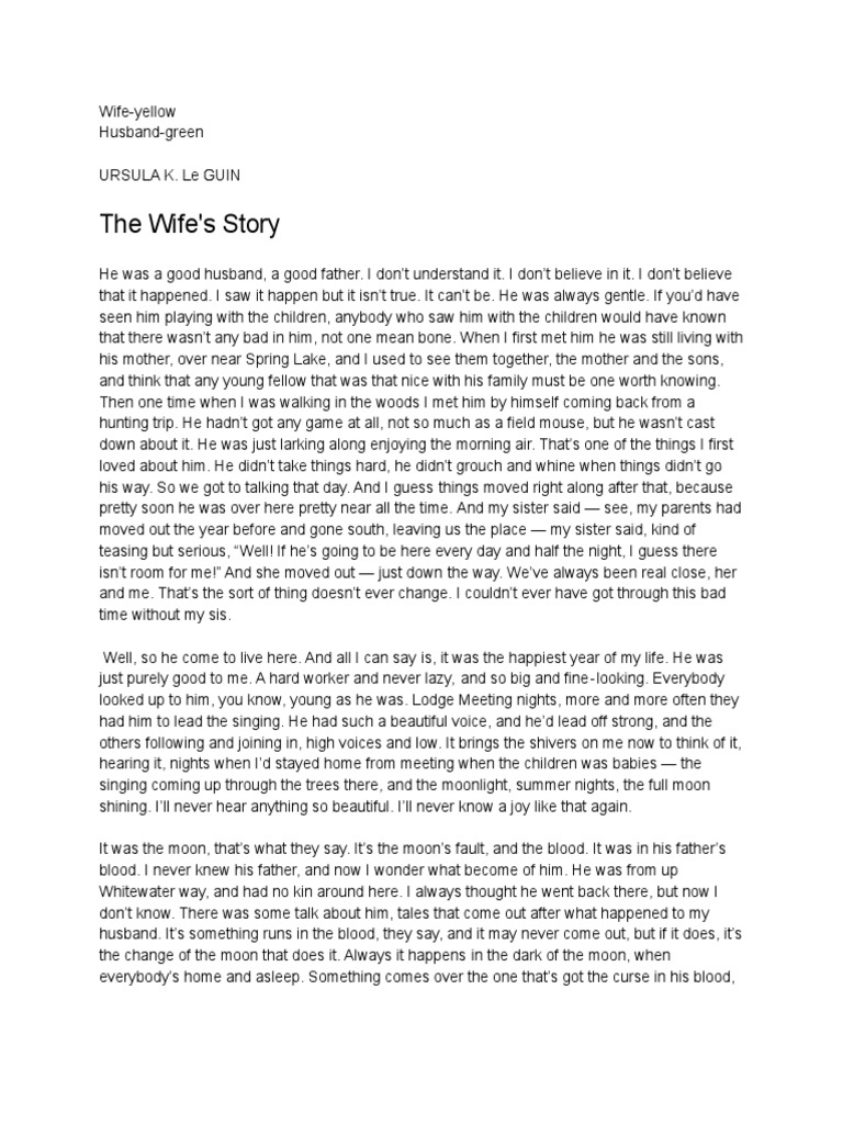 The Wife's Story - Full Text | PDF