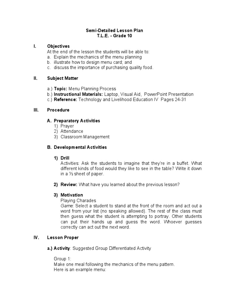 Menu Planning Process | PDF | Menu | Eating Behaviors Of Humans