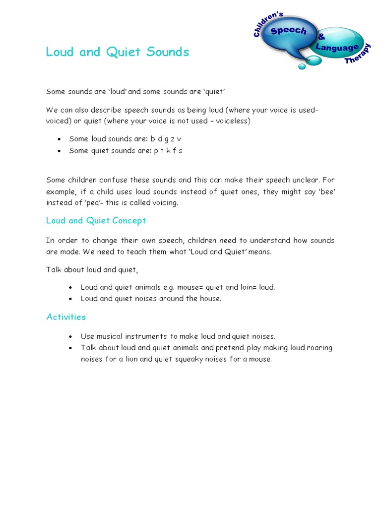 Loud and Quiet Sounds | PDF | Language Arts & Discipline