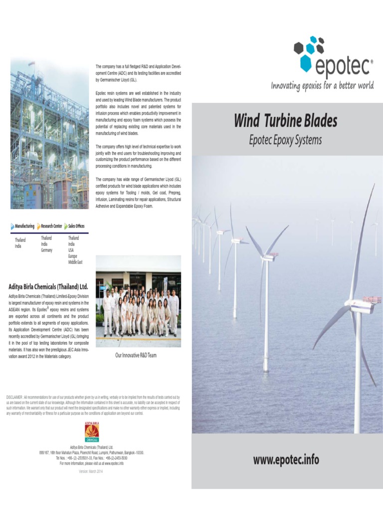 Wind Turbine Blades: Epotec Epoxy Systems | PDF | Epoxy | Adhesive