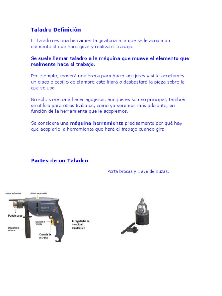 Taladro Definición | PDF | Perforar | Herramientas