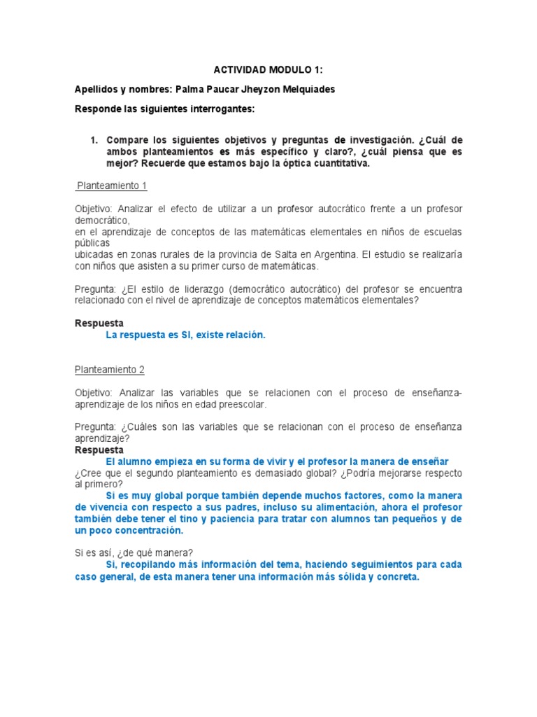 Actividad Modulo 1 Palma Paucar Jheyzon | PDF | Comportamiento | Aprendizaje