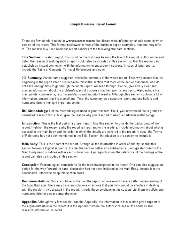 Sample Business Report Format | PDF | Cognition