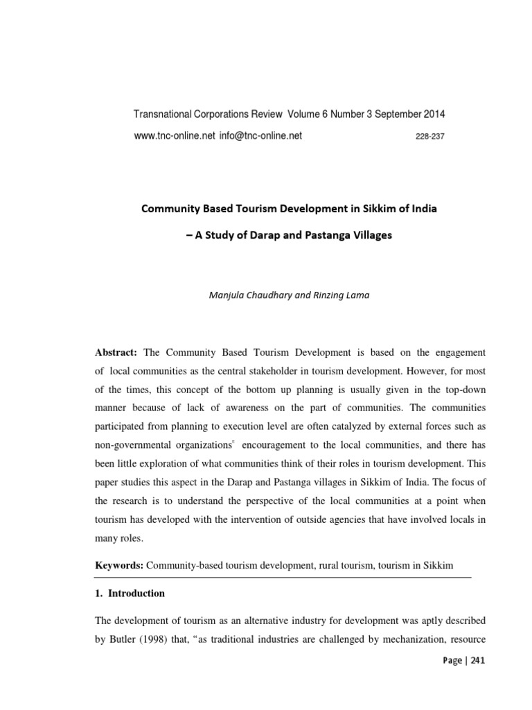 Community Based Tourism Development in Sikkim | PDF | Tourism ...