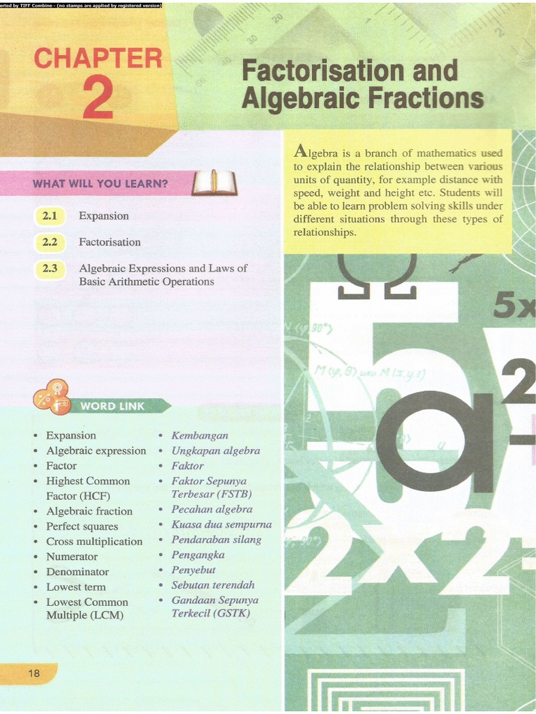 Chapter 2 Factorisation and Algebraic Fractions | PDF
