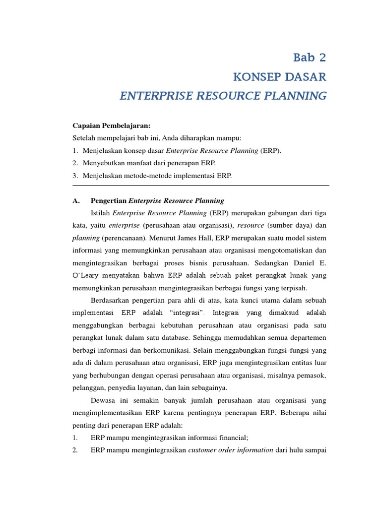 Konsep Dasar ERP dan Metode Implementasi | PDF | Bisnis