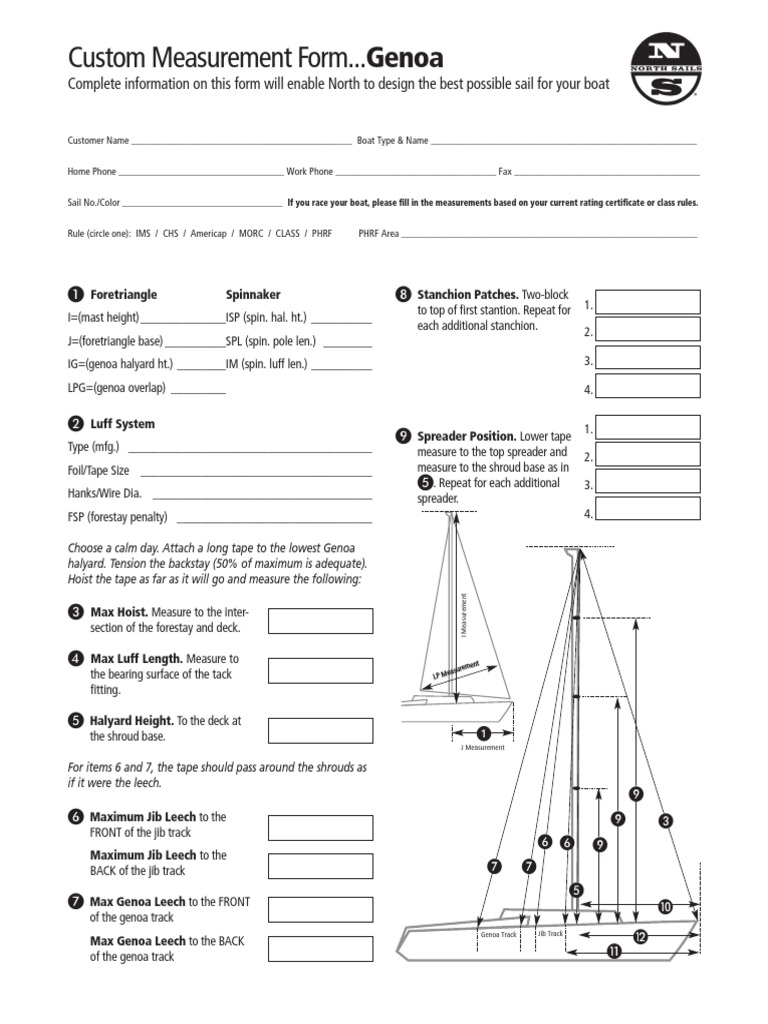 Genoa Measurement Form | PDF | Sailing Ships | Ships