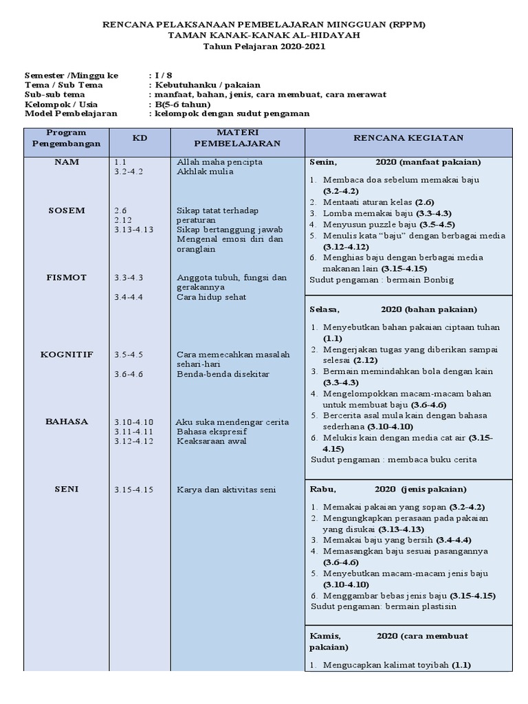 Contoh RPPM - RPPH | PDF