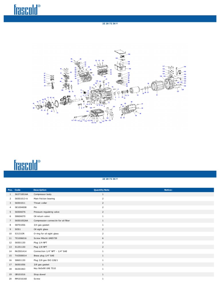 2Z 20 72 36 Y - Frascold Spa | PDF | Valve | Washer (Hardware)