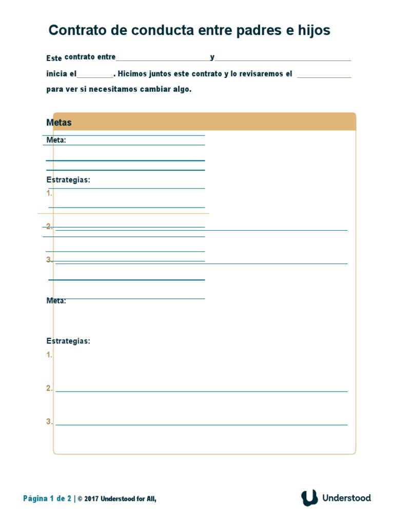 Contrato de Conducta Entre Padres e Hijos - Understood | PDF