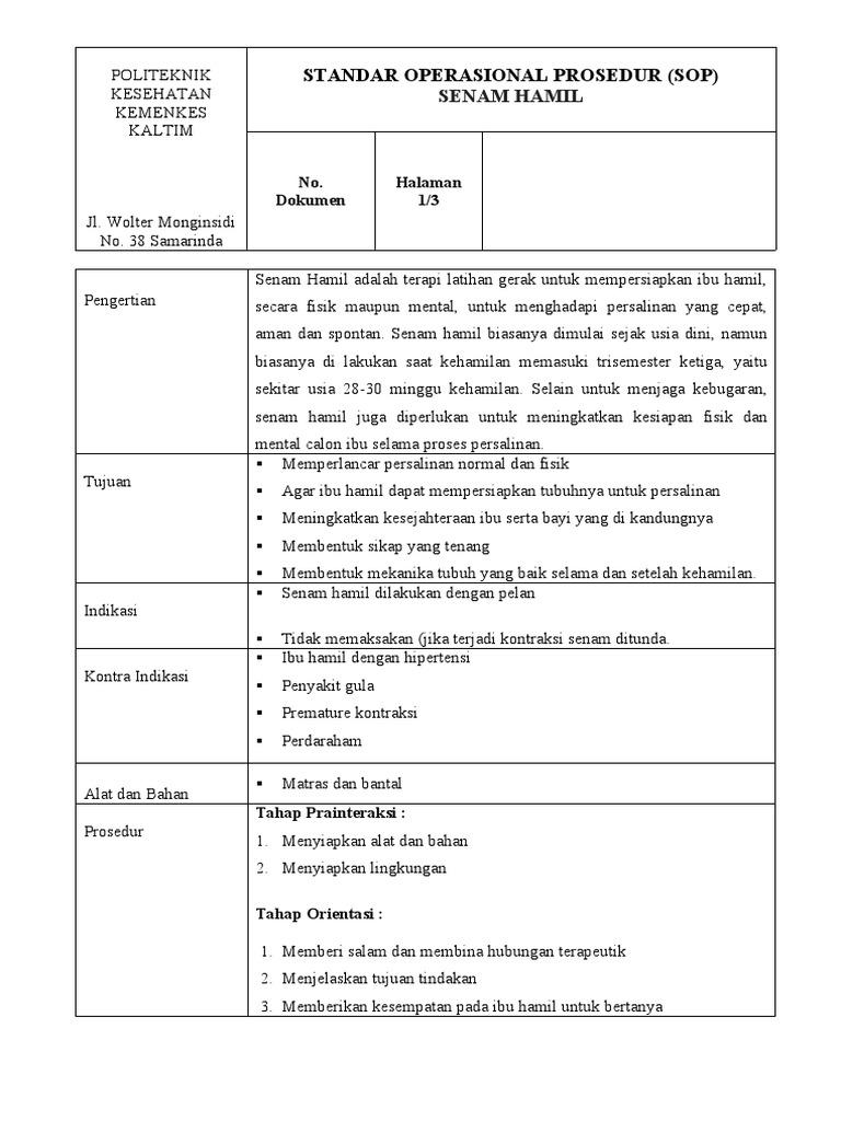Sop Senam Hamil | PDF