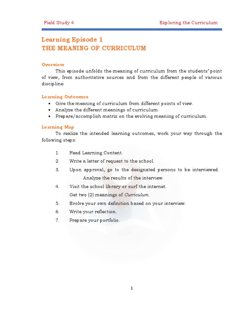 Learning Episode 1 The Meaning of Curriculum | PDF | Curriculum ...