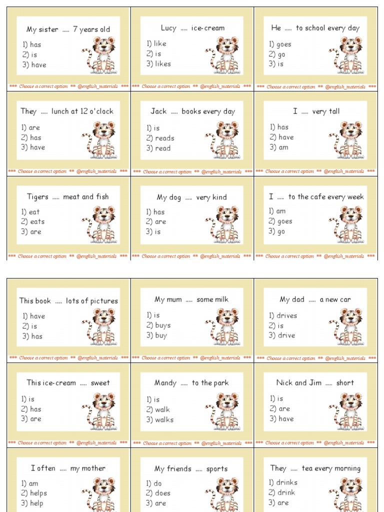 Multiple Choice - Present Simple Beginner | PDF