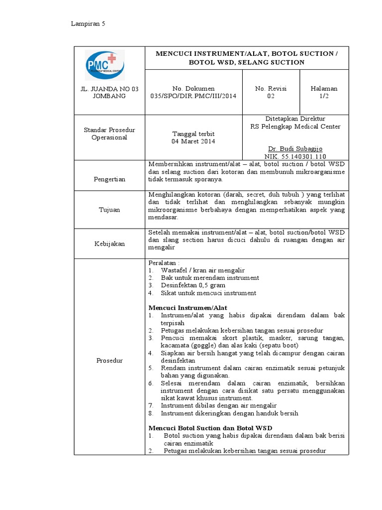 Spo Mencuci Instrument Atau Alat, Botol Suction Atau Botol WSD, Selang ...