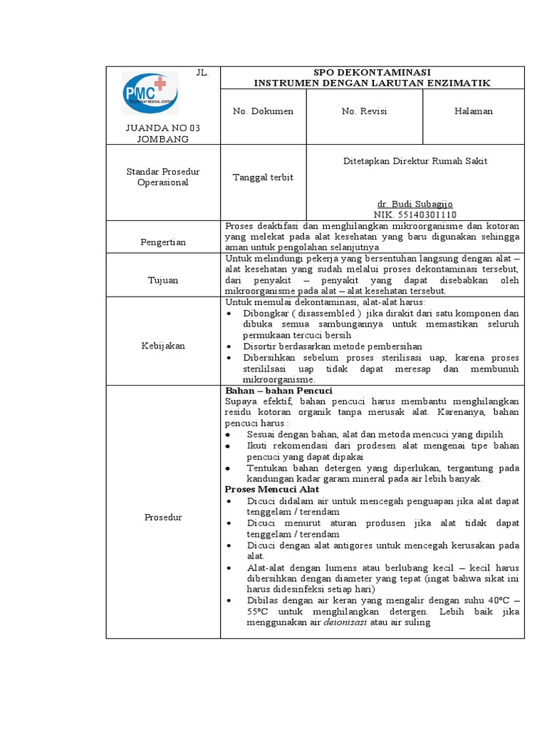 Spo Dekontaminasi DG Enzimatik | PDF | Sains & Matematika