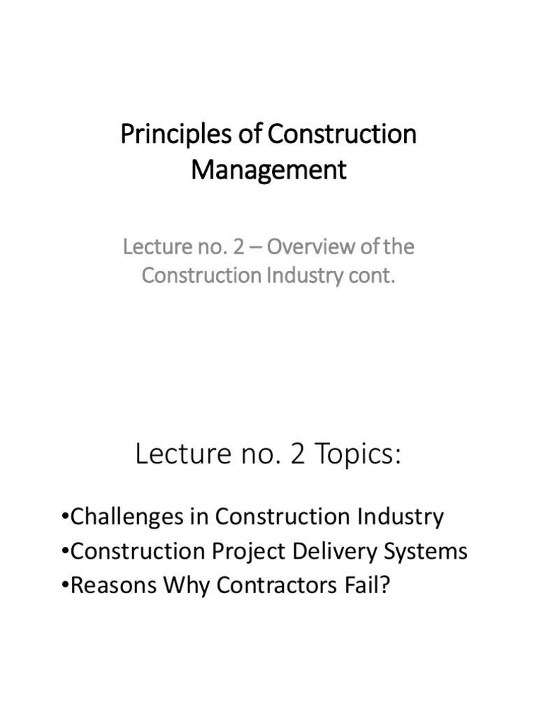 Principles of Construction Management Lesson 2 | PDF | General ...